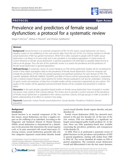 Pdf Prevalence And Predictors Of Female Sexual Dysfunction A