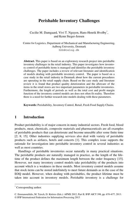 Pdf Perishable Inventory Challenges