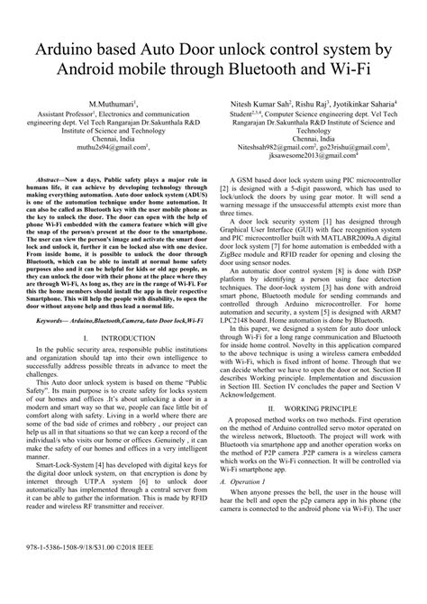 Pdf Arduino Based Auto Door Unlock Control System By Android Mobile Through Bluetooth And Wi Fi