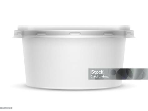 흰색 배경에 분리 된 투명 한 뚜껑라운드 플라스틱 용기의 3d 그림입니다 항아리에 대한 스톡 벡터 아트 및 기타 이미지 항아리 형판 아이스크림 Istock