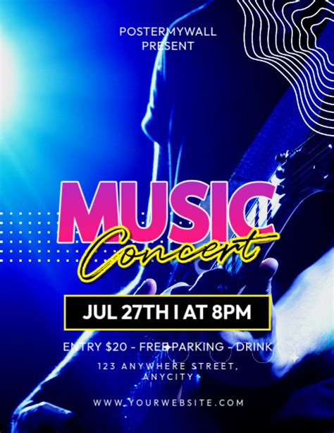 Blue Modern And Minimal Music Concert Pamflet Letter As Template Postermywall