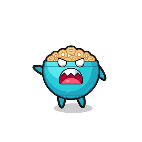 Premium Vector Cute Cereal Bowl Cartoon In A Very Angry Pose