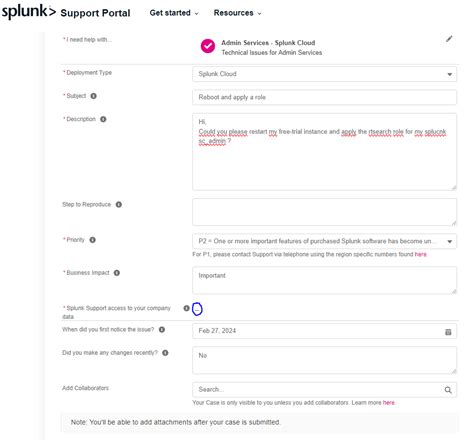 Problem With The Ticket Support Splunk Community