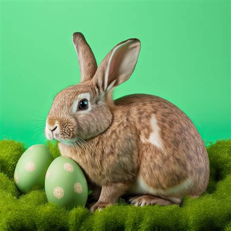 Cute Rabbit Easter Bunny Generative Ai Stock Illustration
