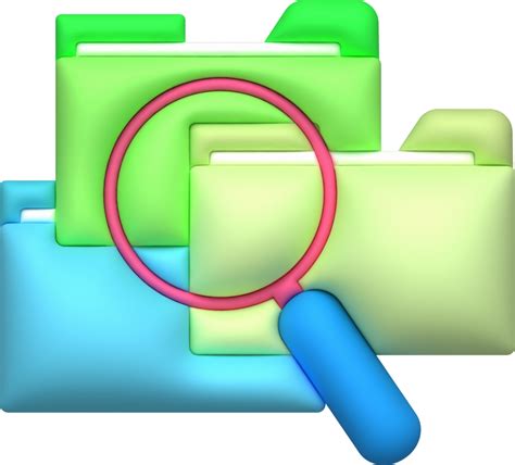Illustration 3d File Search Concept Folders And Magnifying Glass 23354753 Png