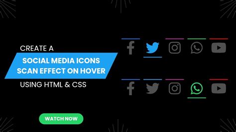 Social Media Buttons With Scan Effect On Hover Using Html And Css Social Media Icons Css