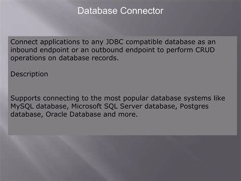 Mulesoft Database Connector Ppt