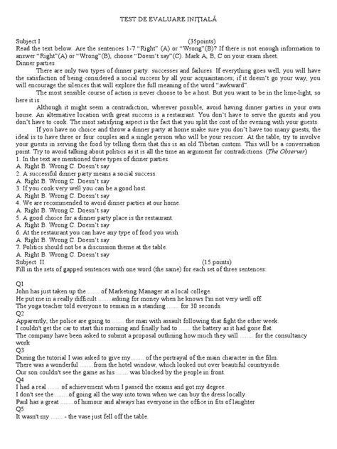 Test Initial Clasa A 12 A Pdf