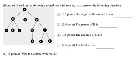 Solved Bonus 6 Based On The Following Rooted Tree With Chegg Com