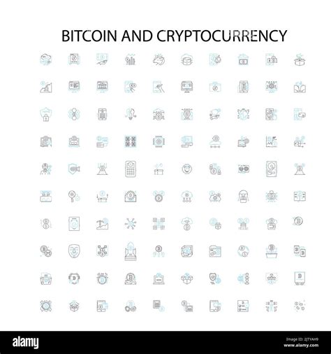 Bitcoin And Cryptocurrency Icons Signs Outline Symbols Concept Linear Illustration Line