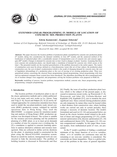 Linear Programming Of Concrete Mix Production Pdf