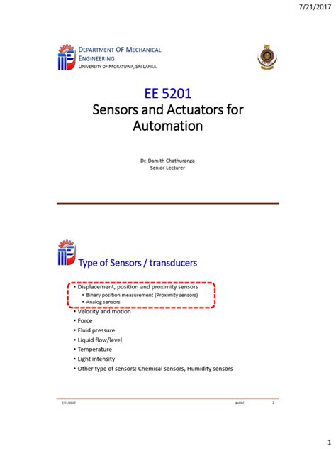 Sensors And Actuators Lecture 3 Pdf Sensor Acceleration