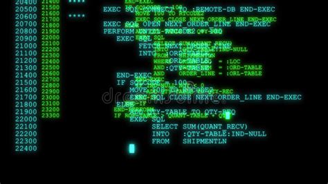 hacker code running down a computer screen terminal stock illustration