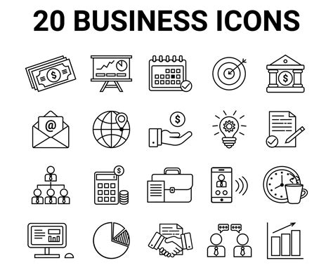Conjunto De Iconos De Negocios Y Finanzas En Estilo De Línea Vector