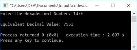C Program To Convert Hexadecimal To Decimal