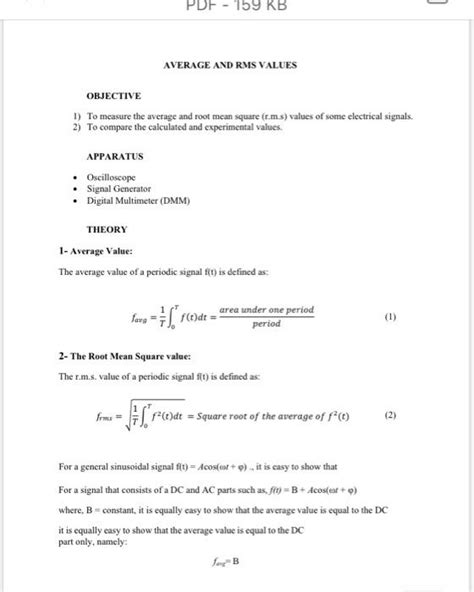 Solved OBJECIIVE To Measure The Average And Root Mean Chegg
