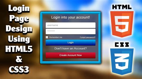 responsive login page design using html5 and css3 web design tutorial youtube