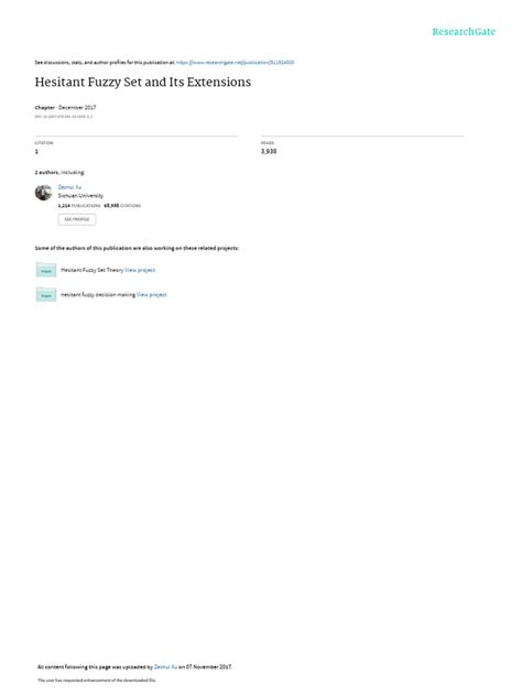 Hesitant Fuzzy Set And Its Extensions December 2017 Download Free