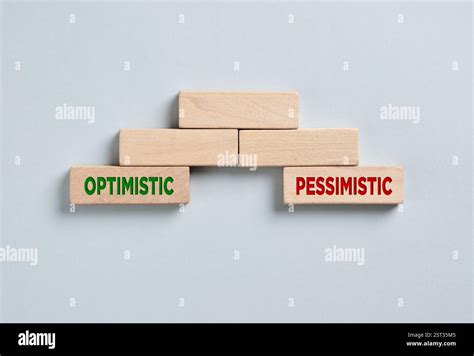 Optimistic Or Pessimistic Mindset Wooden Blocks Forming A Bridge