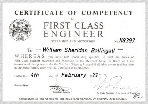 Certificate Of Competency Sample And Template Certificate Of