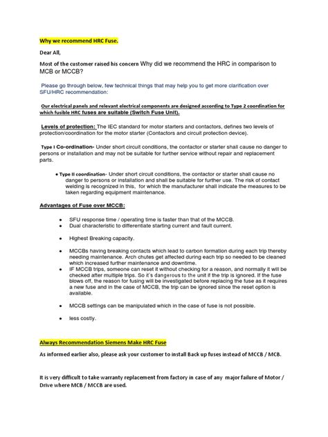 Why Siemens Hrc Fuse Required Pdf Fuse Electrical Electromagnetism