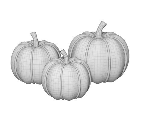 Fabric Pumpkin Decor Set 3d Turbosquid 2133812