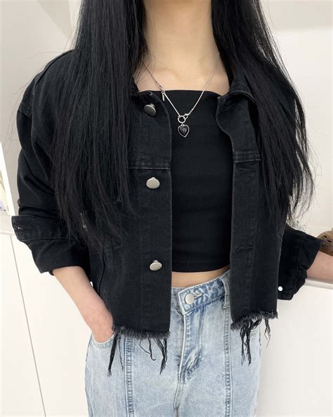 당배인기 데미지 크롭 흑청 자켓 가을옷 아우터 봄가을 크롭 청자켓 포켓셔츠 데님 일교차 간절기 봄가을 아우터 데끼 블랙 자켓 당배 당일배송 벚꽃 데이트