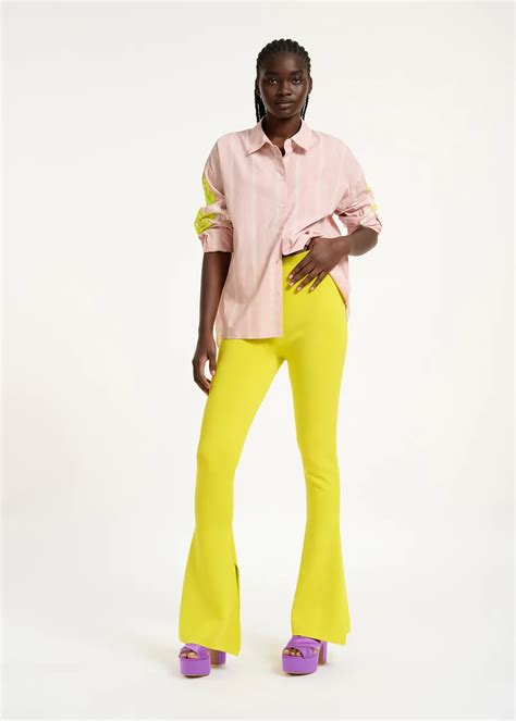 Yellow Flared Knitted Pants Essentiel Antwerp United Kingdom