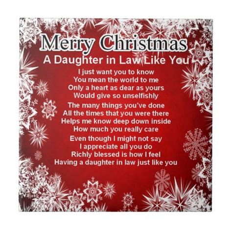 Daughter In Law Poem Christmas Design Ceramic Tile