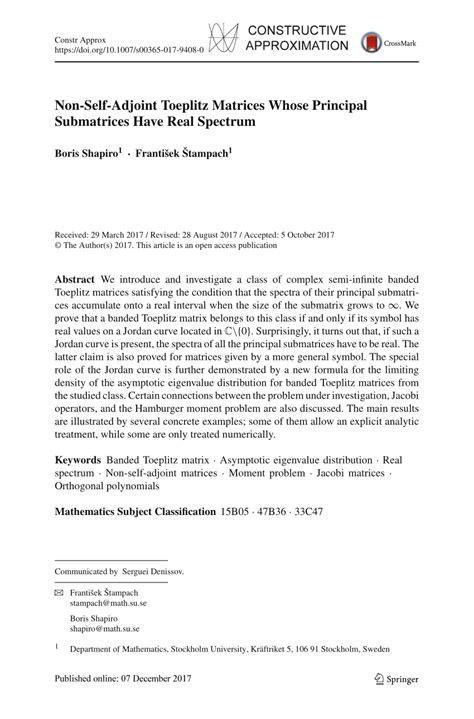 Pdf On Real Banded Toeplitz Matrices Whose Limiting Eigenvalue