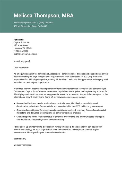 Mba Cover Letter Examples And Templates For 2025