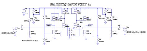 Simulation Having Trouble Simulating A Two Stage Differential Amplifier In Ltspice