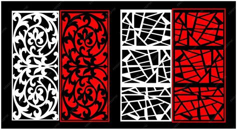 Premium Vector Decorative Wall Panels Set Jali Design Cnc Pattern Laser Cutting Pattern Router