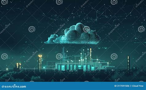 Darkened Outline Of A Cloud Based Data Center With Real Time Monitoring Royalty Free Stock Image