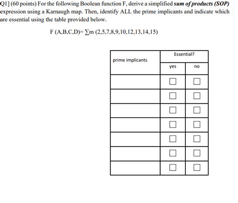 Solved Q1 60 Points For The Following Boolean Function F