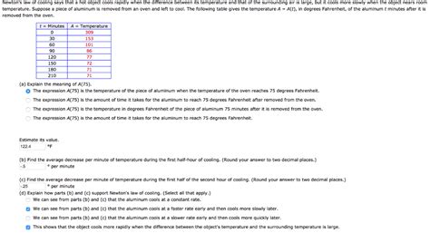 solved newton s law of cooling says that a hot object cools