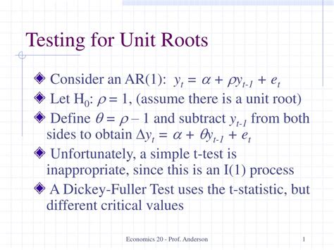 Ppt Testing For Unit Roots Powerpoint Presentation Free Download