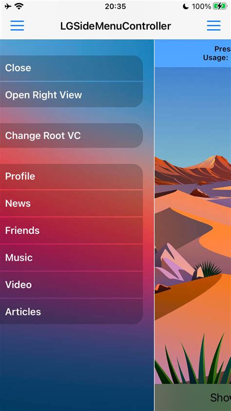 Github Friend Lga Lgsidemenucontroller Ios View Controller Which