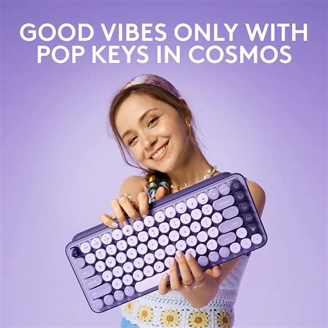 LOGITECH POP KEYS TACTILE MECHANICAL WIRELESS KEYBOARD CUSTOMIZABLE EMOJI KEYS Cosmos Lavender