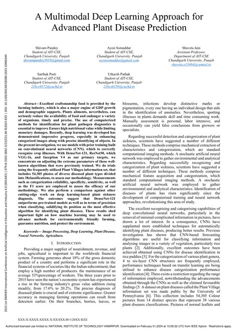 Pdf A Multimodal Deep Learning Approach For Advanced Plant Disease Prediction