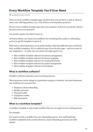 Every Workflow Template Youll Ever Need PDF Shareware And Freeware Computer Software And