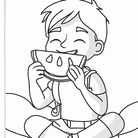 Menino Comendo Melancia Desenhos Para Imprimir E Colorir De Forma
