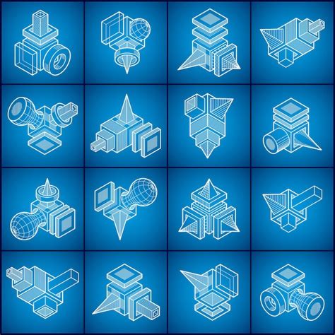 Premium Vector Abstract Three Dimensional Shapes Set Vector Designs