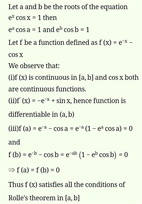 4 Show That Between Any Two Roots Of E Cos X 1 There Exists At