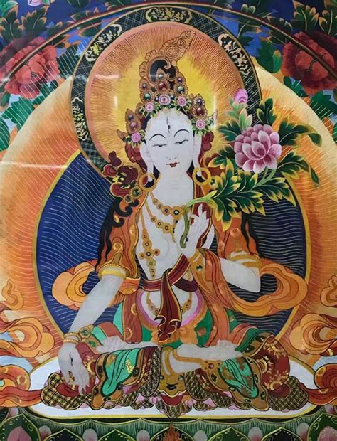 苏绣唐卡 白度母佛像芝然斋苏绣艺术品