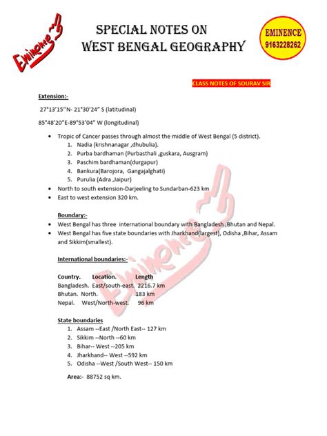 Westbengal Notes Spcl Wbcs 2021 Pdf Earth Sciences Physical Geography