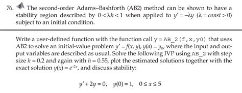 76 the second order adams bashforth ab2 method can