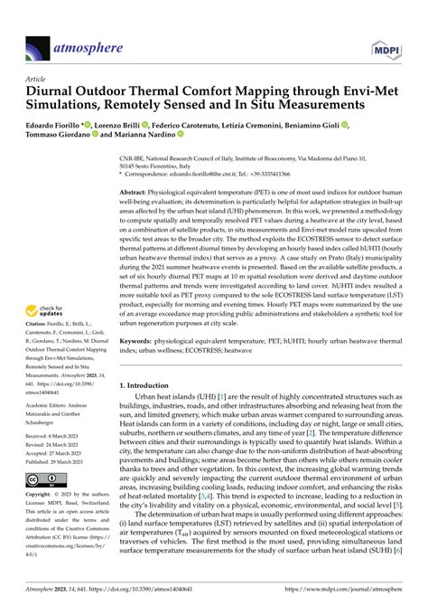 Pdf Diurnal Outdoor Thermal Comfort Mapping Through Envi Met