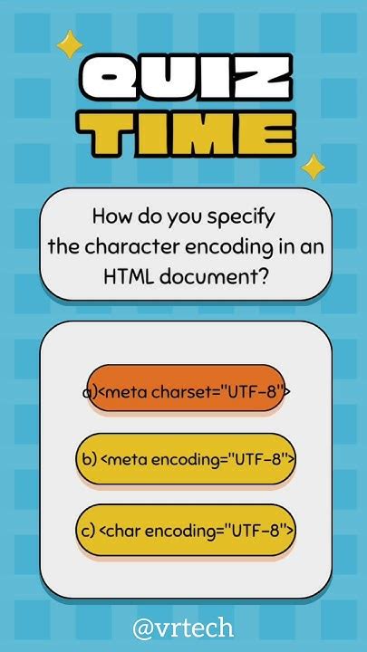 Character Encoding In An Html Document Vrtech93 Quiztime Coding Htmltutorial Youtube