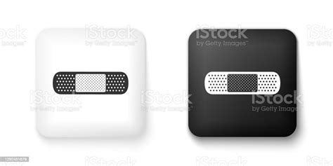 흰색 배경에 격리 된 흑백 붕대 석고 아이콘 의료 석고 접착제 붕대 유연한 직물 붕대 정사각형 버튼입니다 벡터 1위에 대한 스톡 벡터 아트 및 기타 이미지 Istock